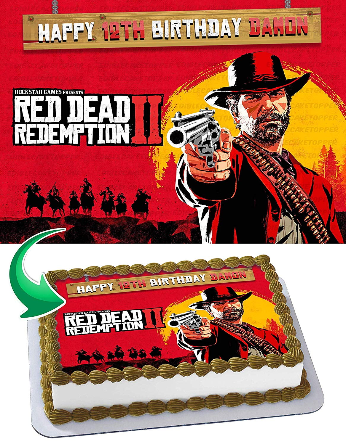 Red Dead Redemption Edible Cake Image Topper Personalized Birthday ...