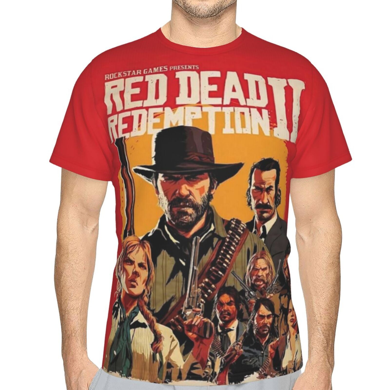 Red Dead Redemption Men's T-Shirt Fashion Tops Slim Fit Short Sleeve ...