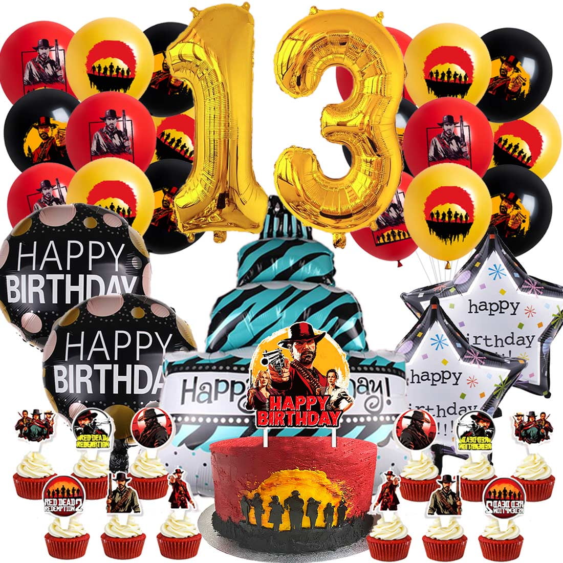Red Dead Redemption Party Supplies 13th Decor Kit Balloons Birthday ...