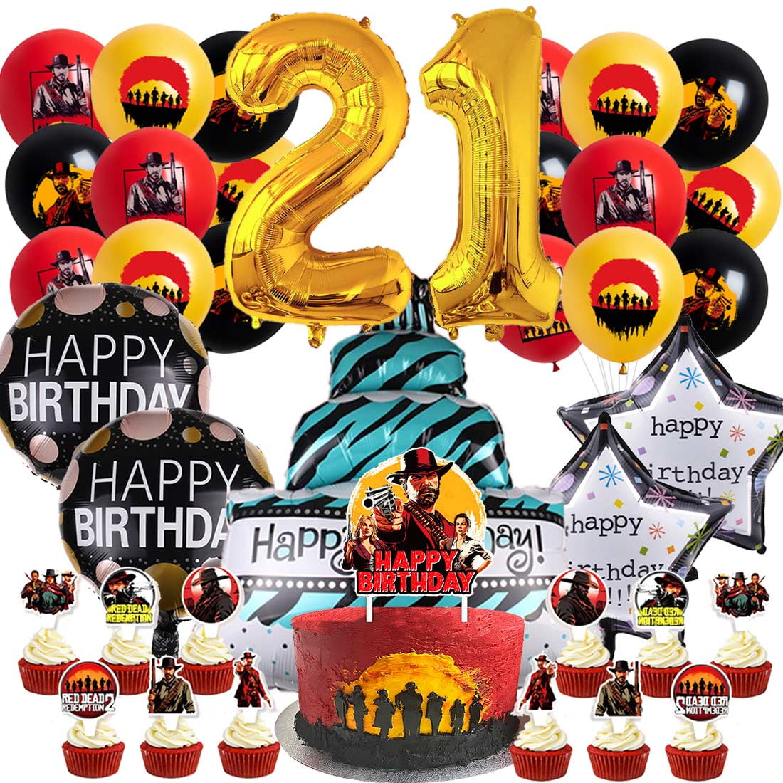 Red Dead Redemption Party Supplies 21th Decor Kit Balloons Birthday ...