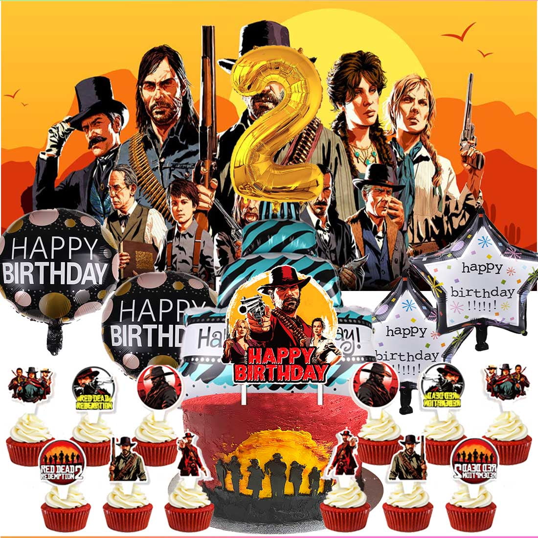 Red Dead Redemption Party Supplies Decor 2nd Kit Balloons Birthday Cake ...