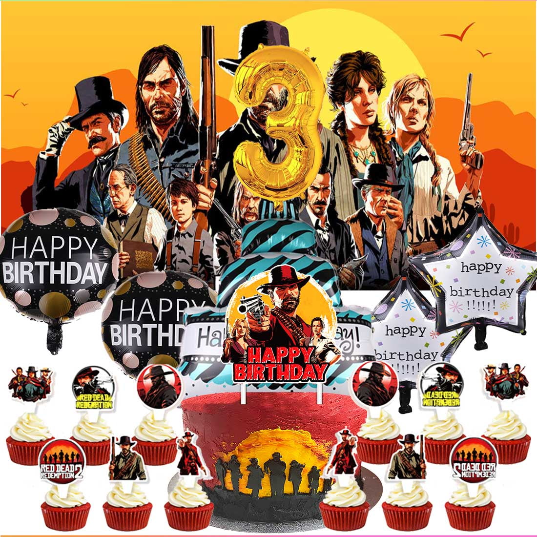 Red Dead Redemption Party Supplies Decor 3rd Kit Balloons Birthday Cake ...