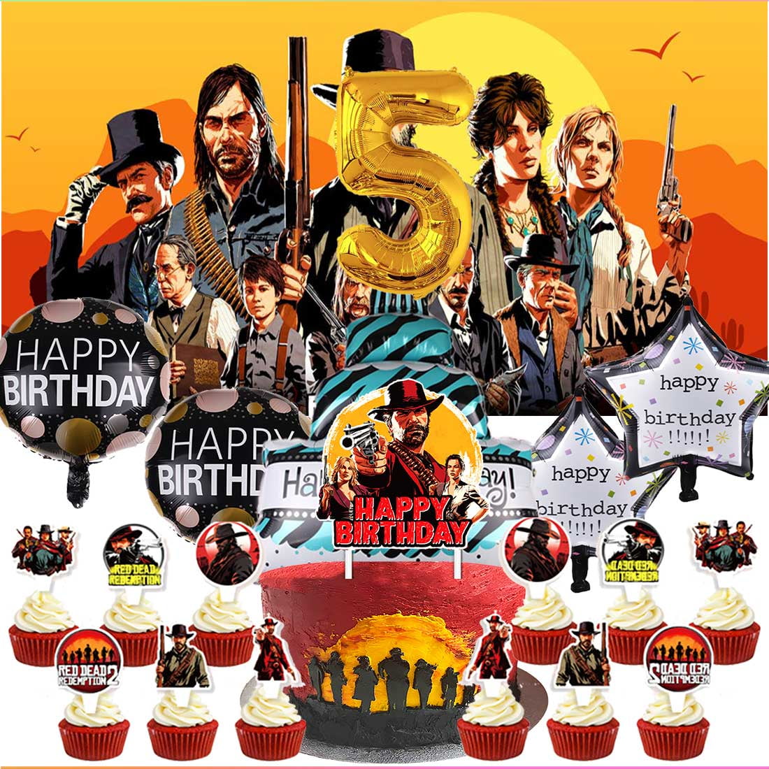 Red Dead Redemption Party Supplies Decor 5th Kit Balloons Birthday Cake ...