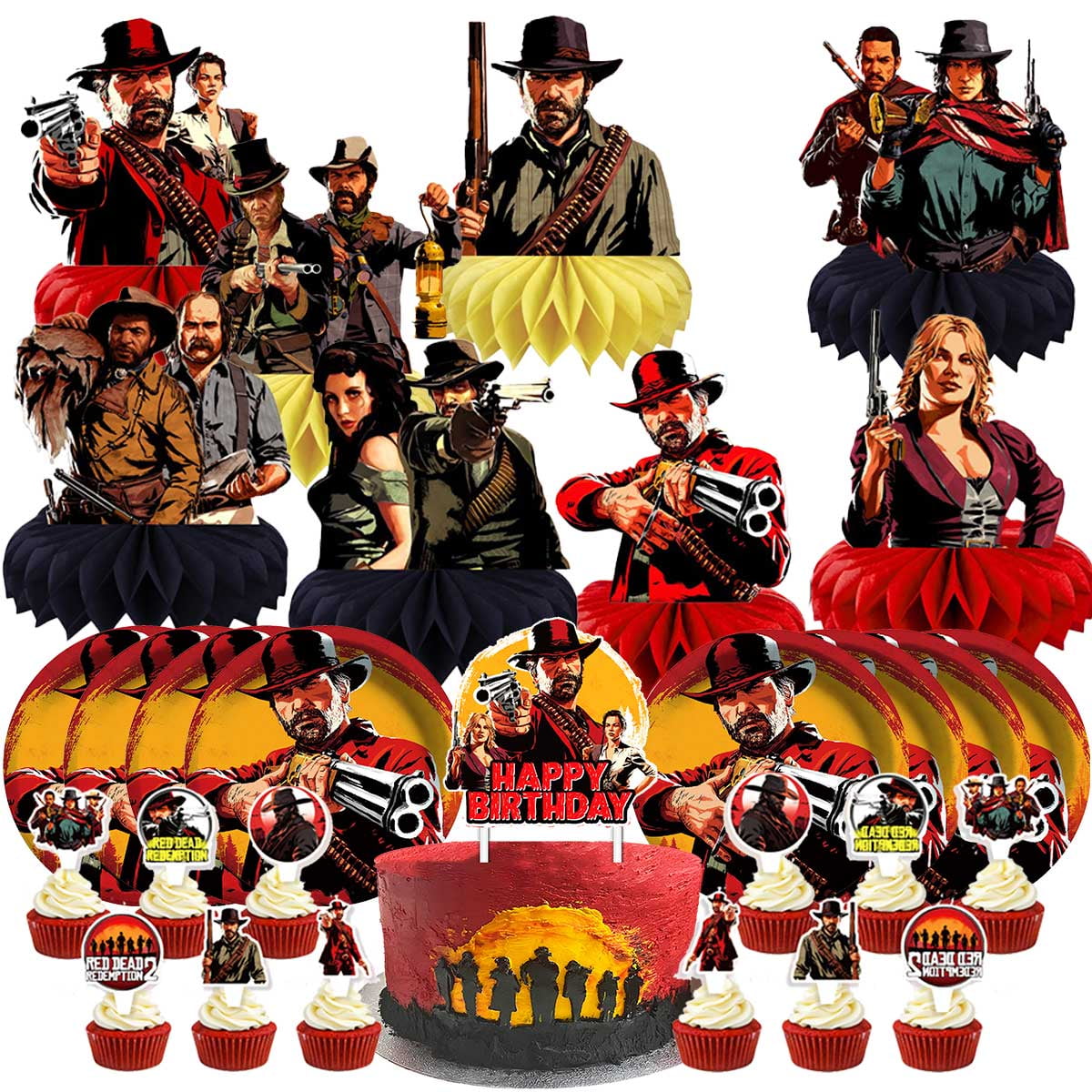 Red Dead Redemption Party Supplies Decor Plates Fans Decorations ...
