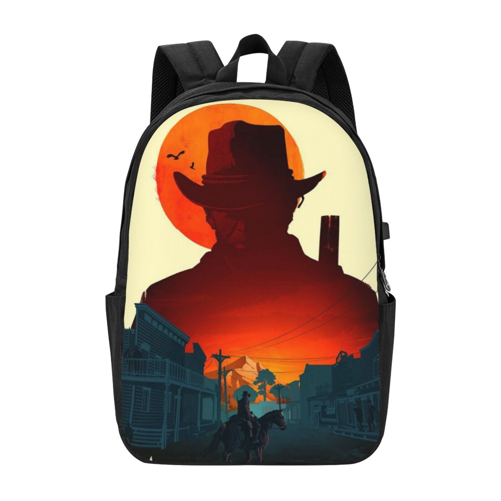 Red Dead Redemption Travel Laptop Backpack With USB Port 17 Inch Multi ...