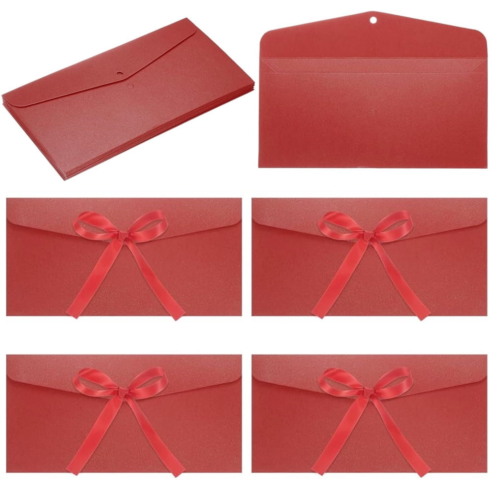 Red Decorative Envelopes 20 Pcs Paper Invitation Envelopes with Ribbon ...