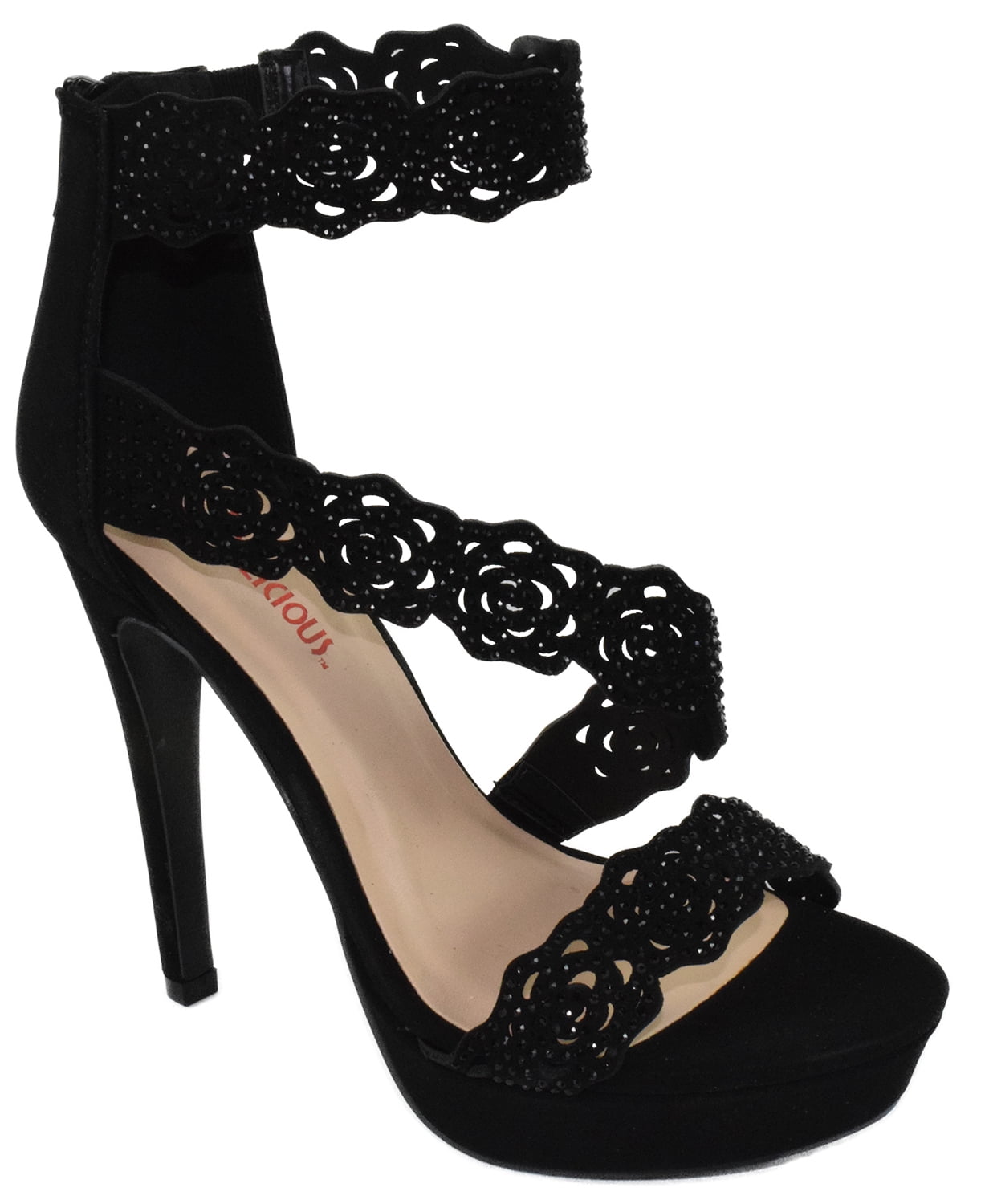 Red Delicious Shoes Women Ankle Strap Back Zipper Stiletto High Heel ...