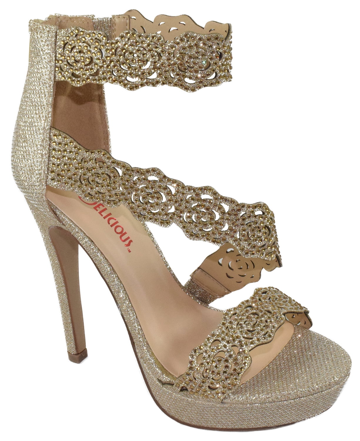 Red Delicious Shoes Women Ankle Strap Back Zipper Stiletto High Heel ...