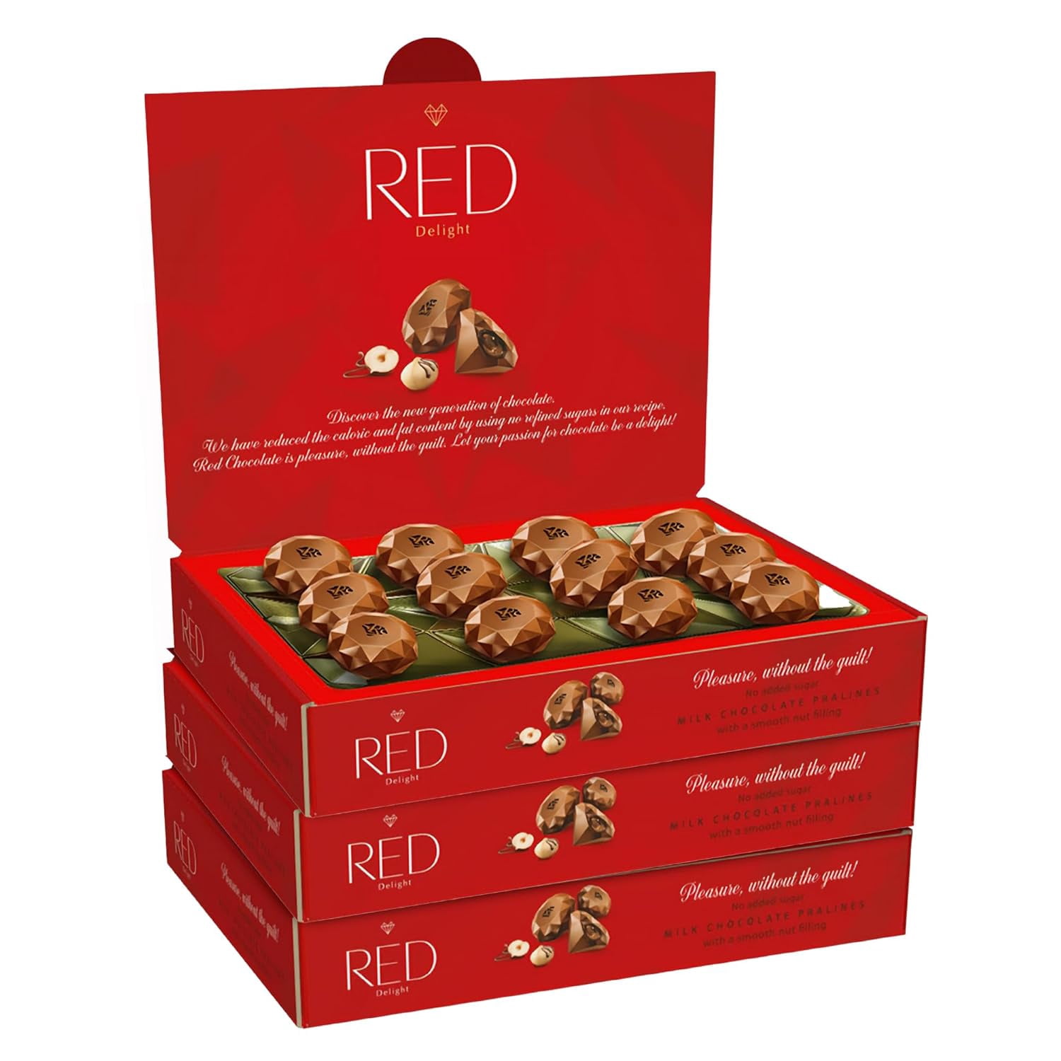Red Delight Milk Chocolate Diamond Truffles 4.07 oz, Pack of 3 ...