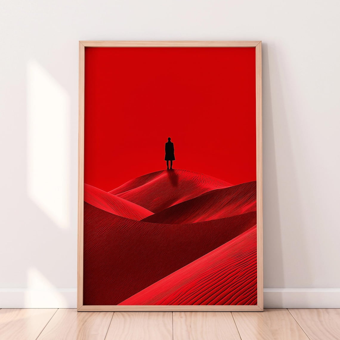Red Desert Art – Surreal Lone Figure Print, Abstract Sci-Fi Landscape ...