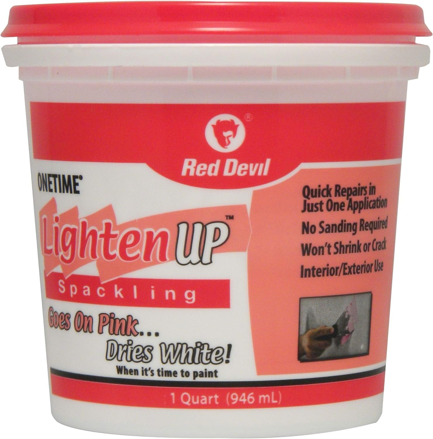 Red Devil 0574 ONETIME Lighten Up Lightweight Spackling, 1 Quart, Pack ...