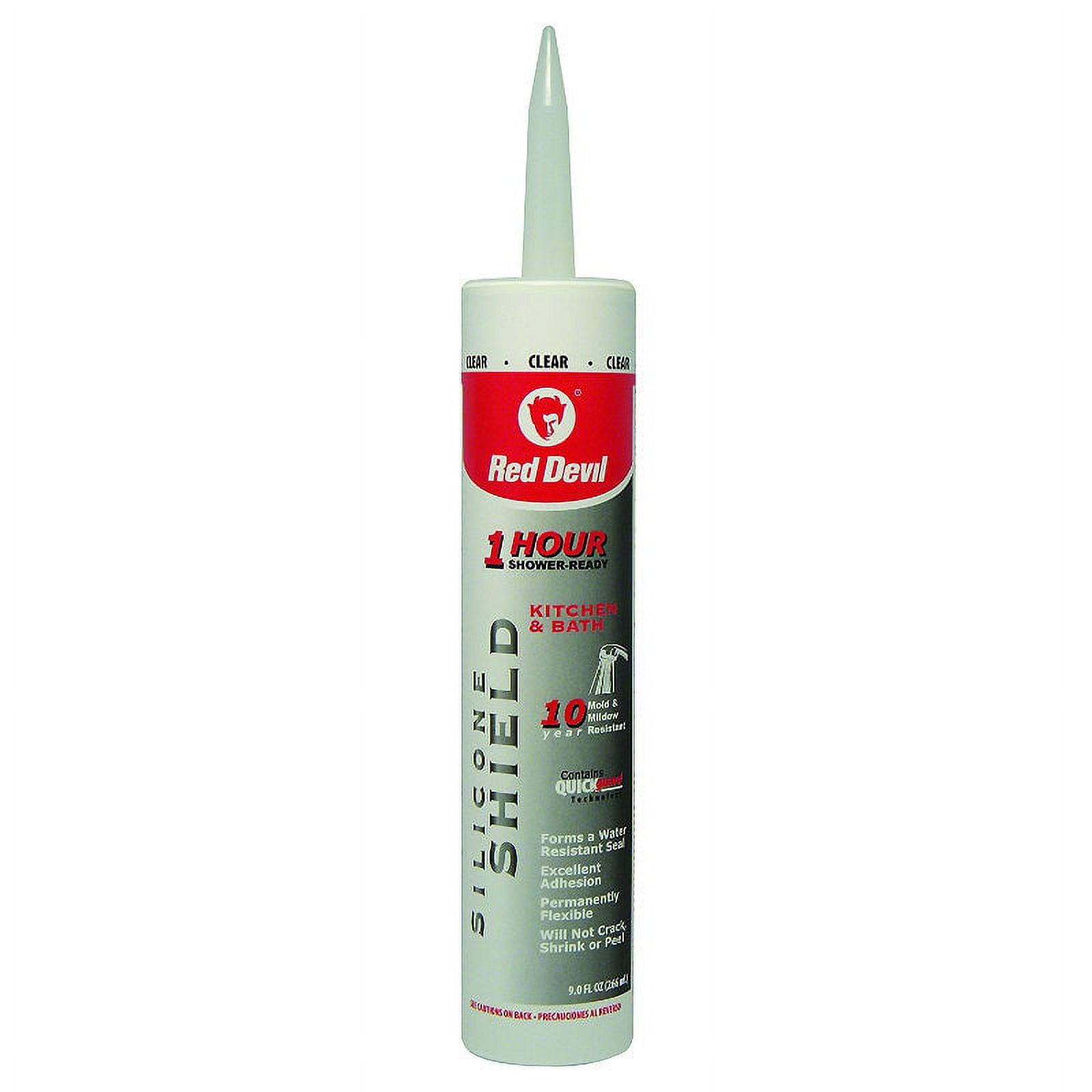 Red Devil 0826KB Silicone Shield Kitchen & Bath Sealant, Clear, 9 Oz ...