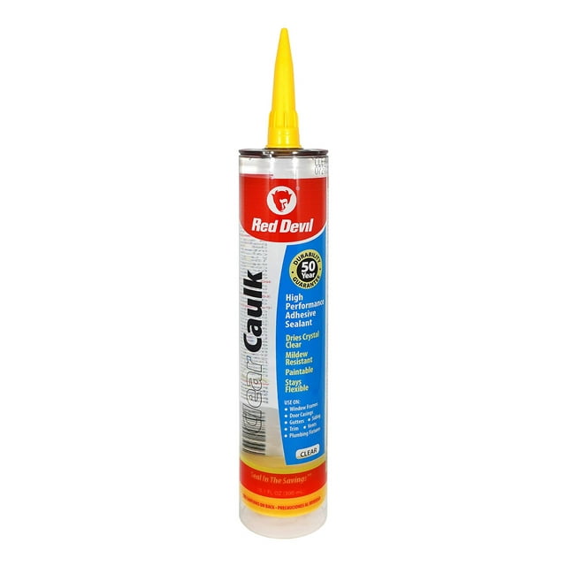 Red Devil 0870 Clear Caulk Adhesive Sealant, 10.1 oz., Clear, Case of ...