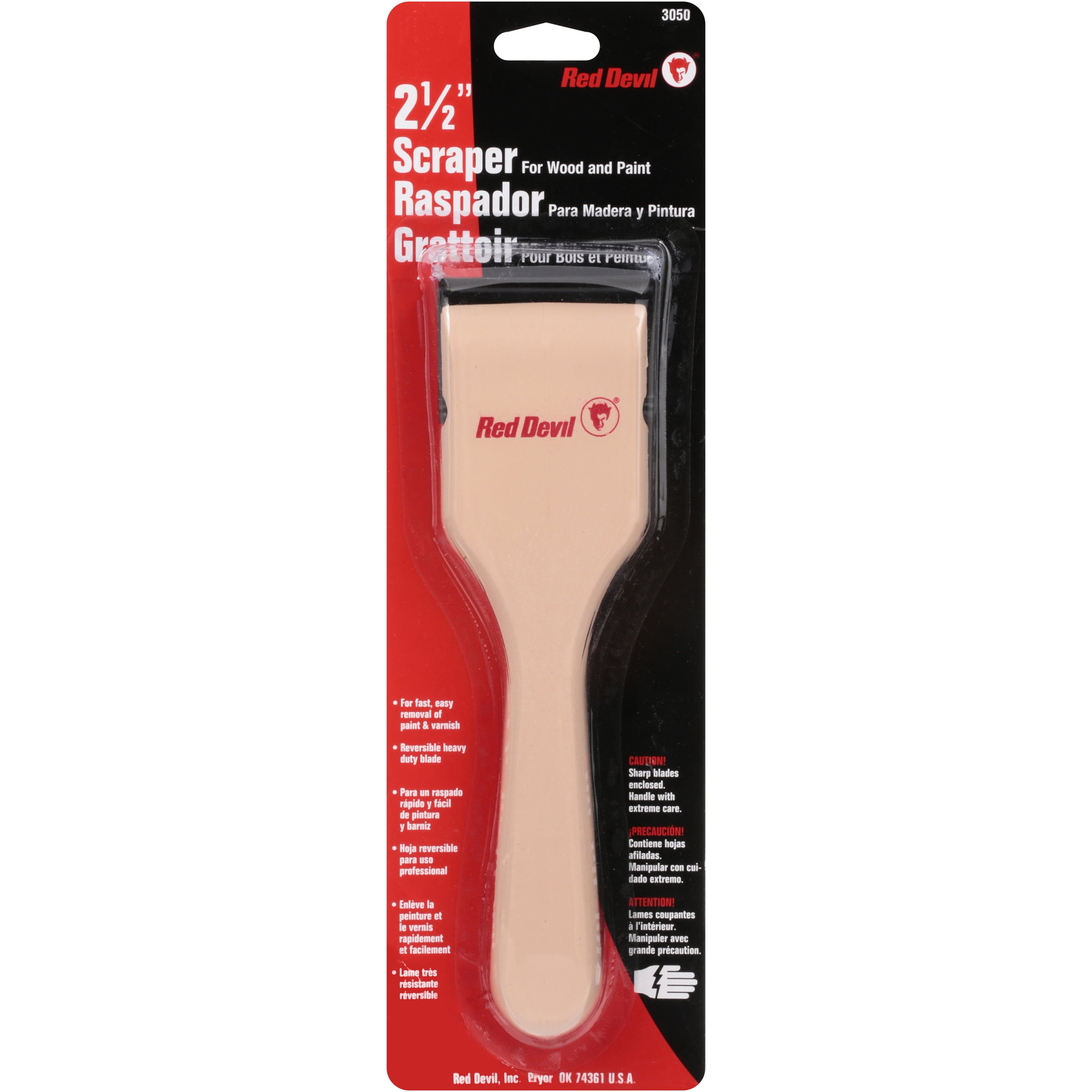 Red Devil 3050 2-1/2" Double Edge Wood Scraper - Walmart.com