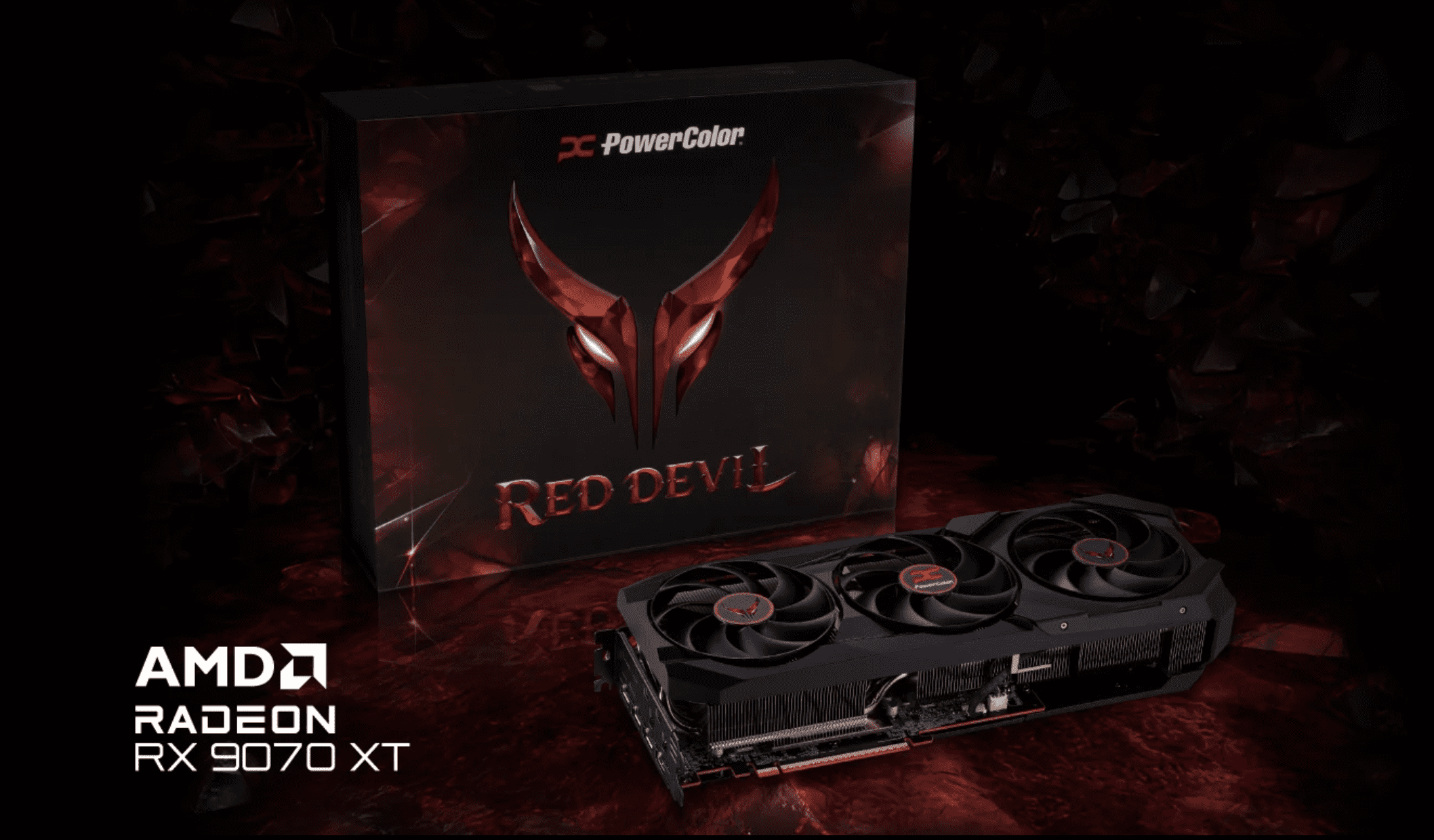 PowerColor AMD Radeon RX 9070 XT Red Devil Overclocked Triple Fan 16GB ...