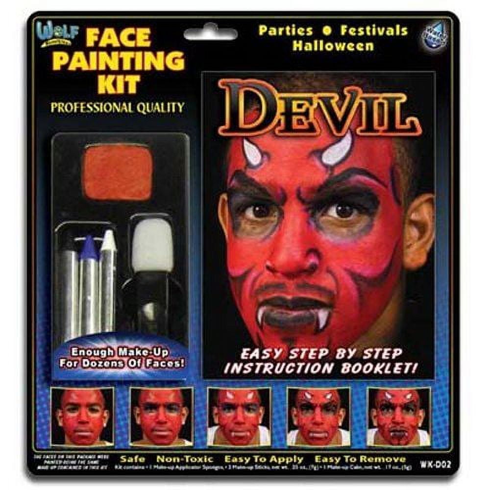 Red Devil Face Paint Kit Washable Halloween Costume Makeup For Parties ...