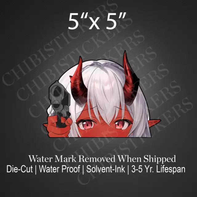 Red Devil Horns Army Kawaii Sticker Anime Vinyl Sticker Waterproof ...