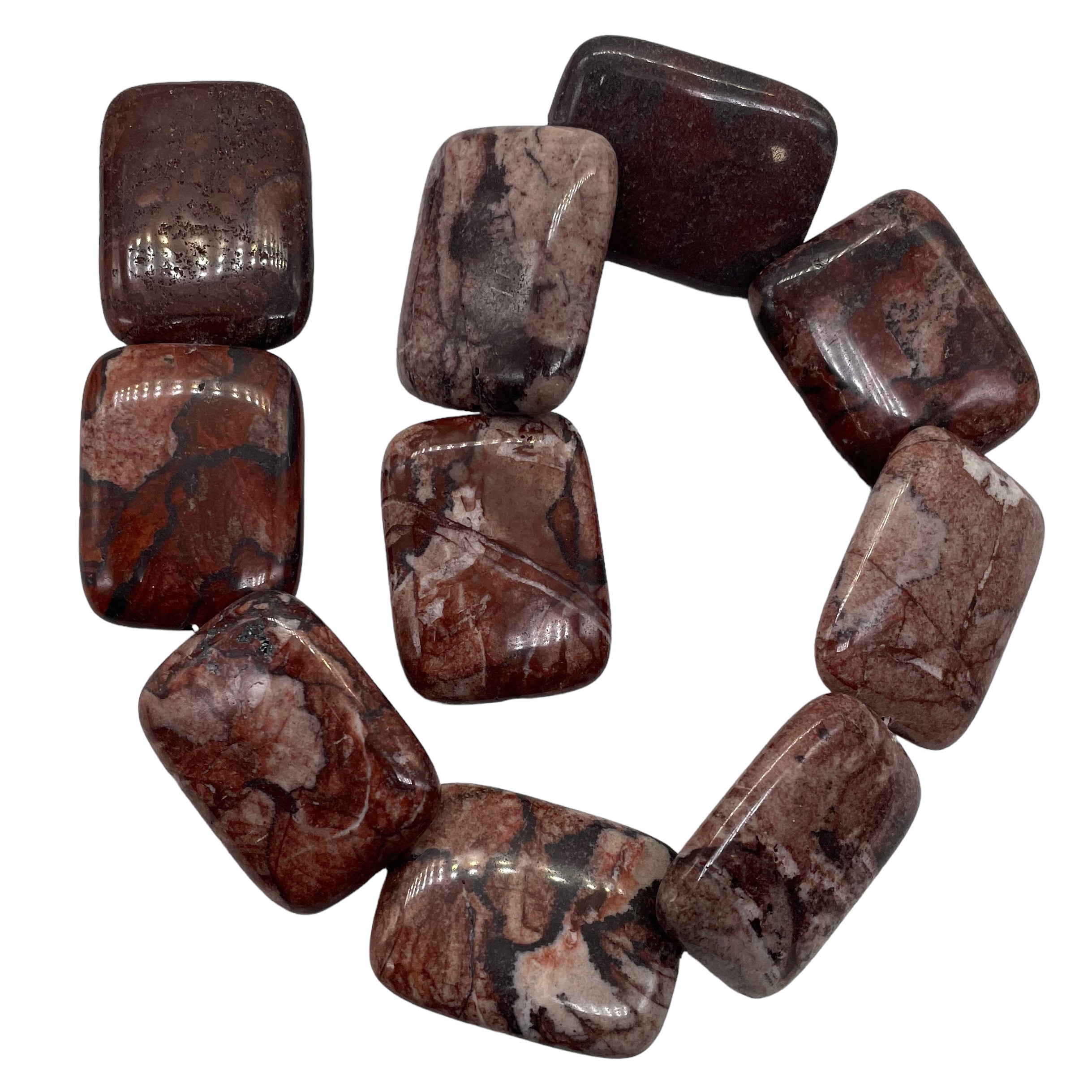 Red Devil Jasper Rectangle Pendant Bead Strand | 40x30x10mm | 10 Beads ...