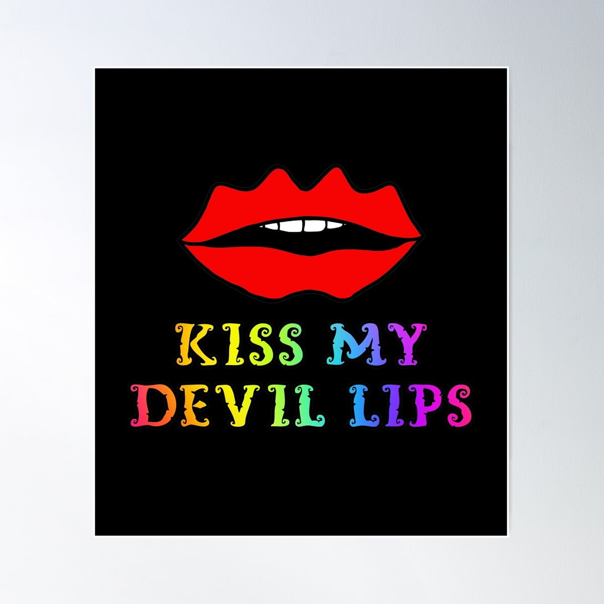 Red Devil Lips Poster Wall Art, Modern Wall Decor For Living Room ...