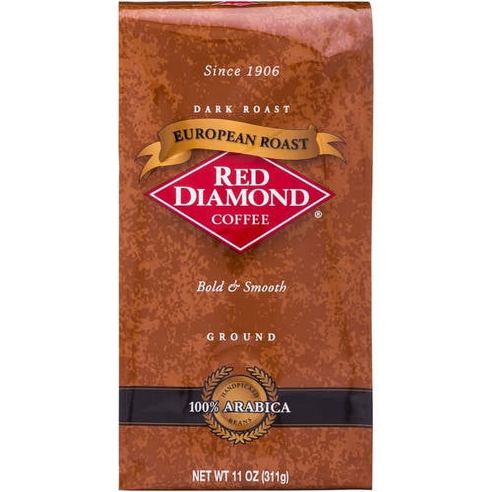 Red Diamond Coffee European Roast Dark Roast Ground Coffee, 11 oz ...