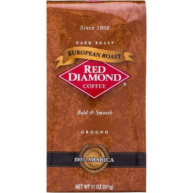 Red Diamond Coffee European Roast Dark Roast Ground Coffee, 11 oz ...