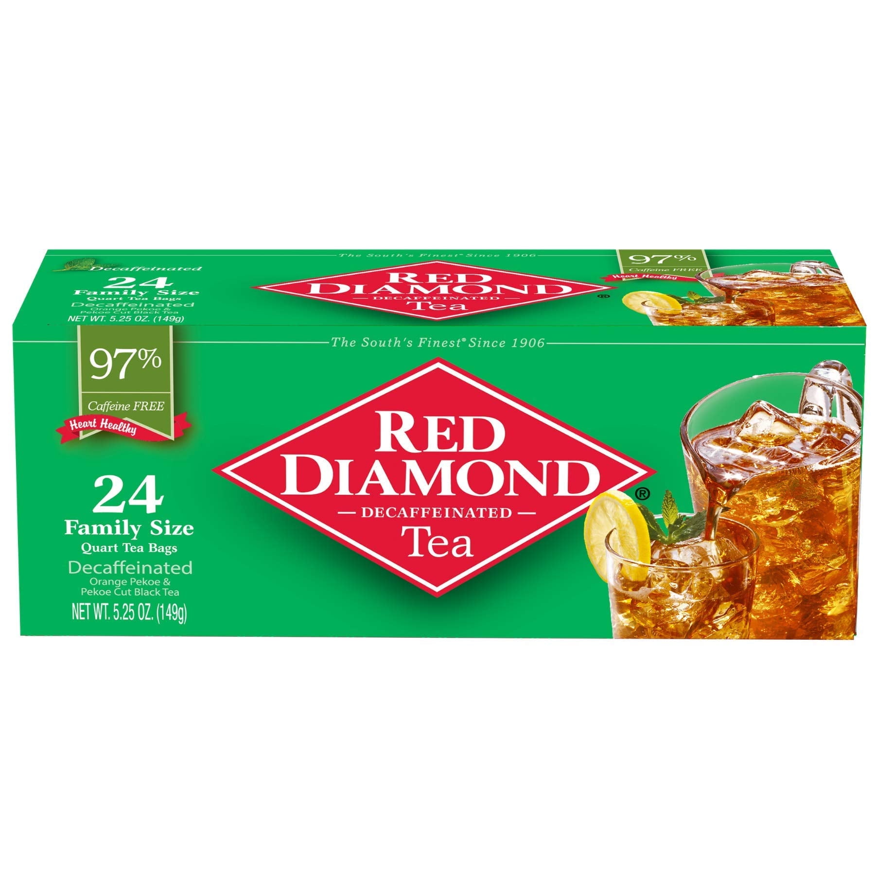 Red Diamond Iced Tea Bags, Decaffeinated, Family Size Tea Bags ...
