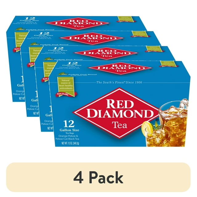 (4 pack) Red Diamond Pekoe and Orange Pekoe Tea Bags, Iced Tea, Gallon ...