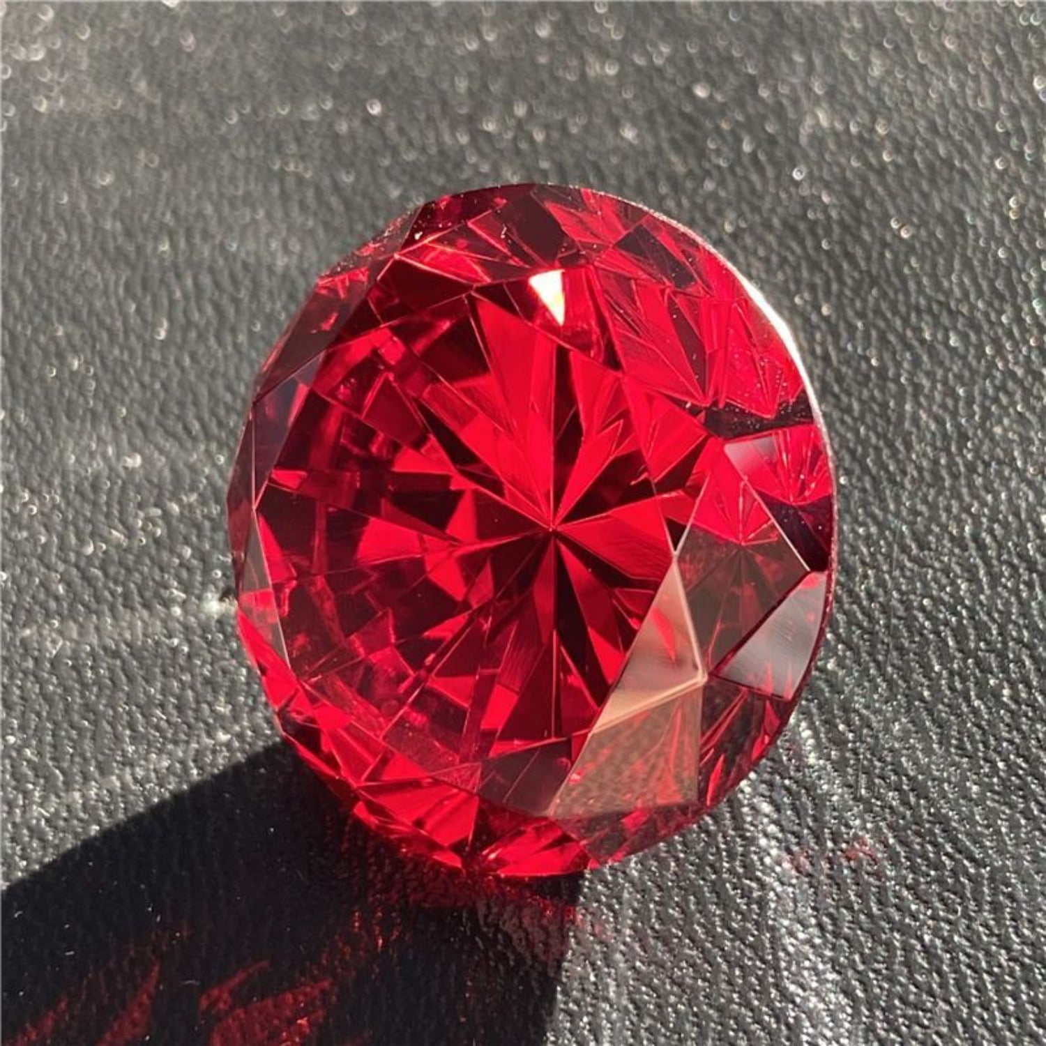 Red Diamond Shape Crystal Glass Ornament Transparent Decorative ...