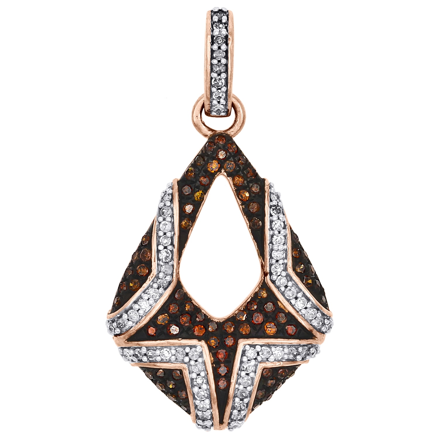 Red Diamond Tear Drop Pendant 10K Rose Gold Round Cut 1/3 CT. - Walmart.com