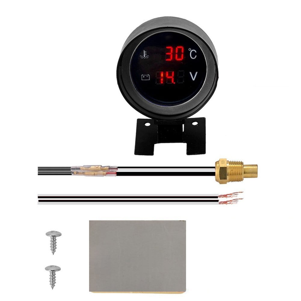 Red Digital Car Truck Water Temp Gauge Temperature + Voltmeter 2 in 1 ...