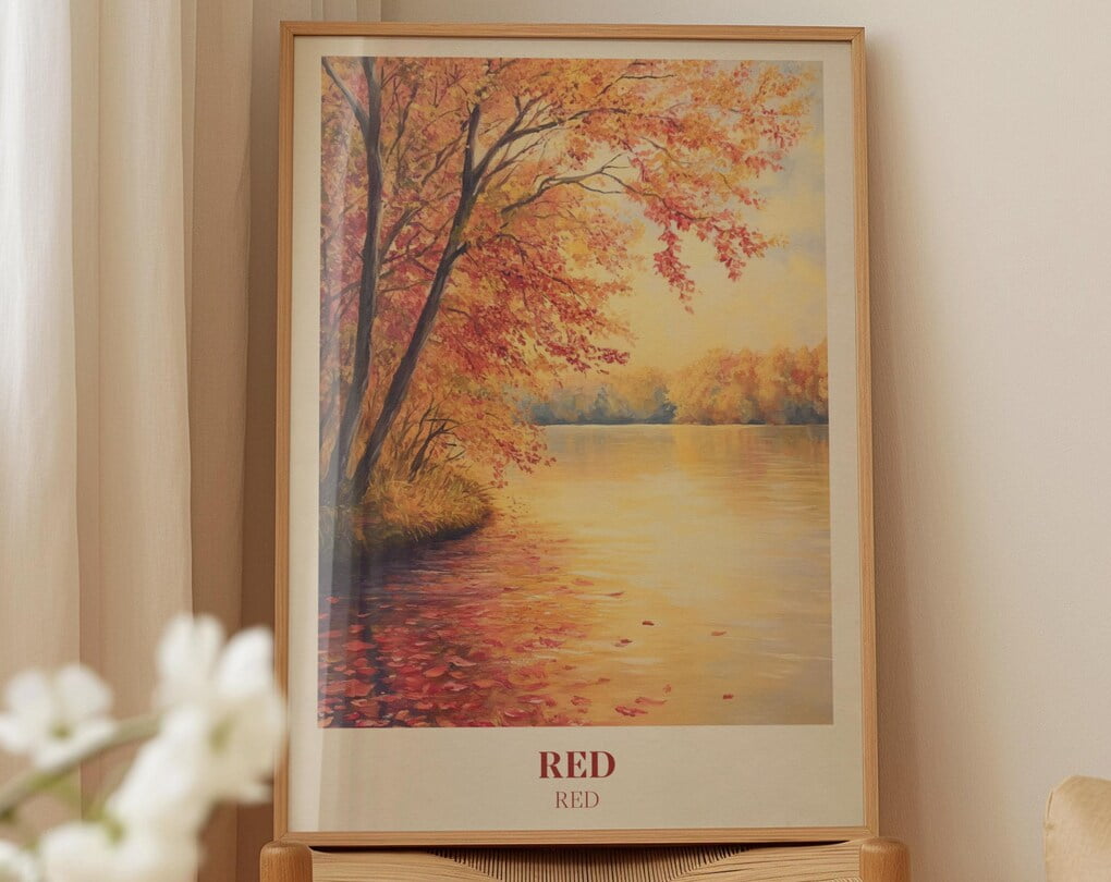 Red Digital Print Music Wall Art Aesthetic Print Autumn Print Bedroom ...
