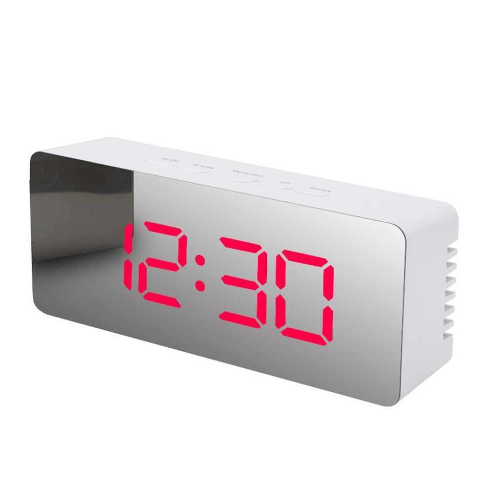 Red Digital USB Alarm Clock with LED Display, Thermometer, and Compact ...