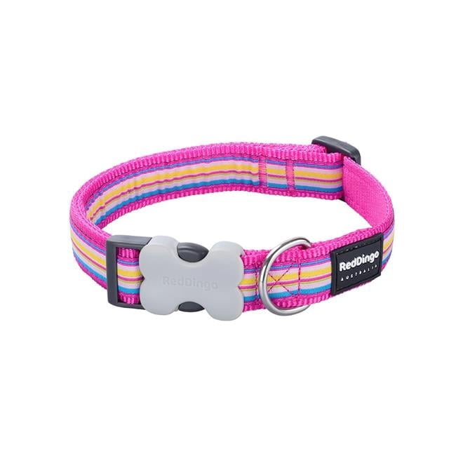 Red Dingo DC-HO-HP-25 Dog Collar Design Horizontal Stripes Hot Pink ...