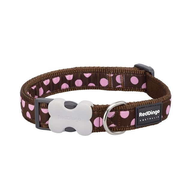 Red Dingo DC-S1-BR-15 Dog Collar Design Pink Spots on Brown - Small ...