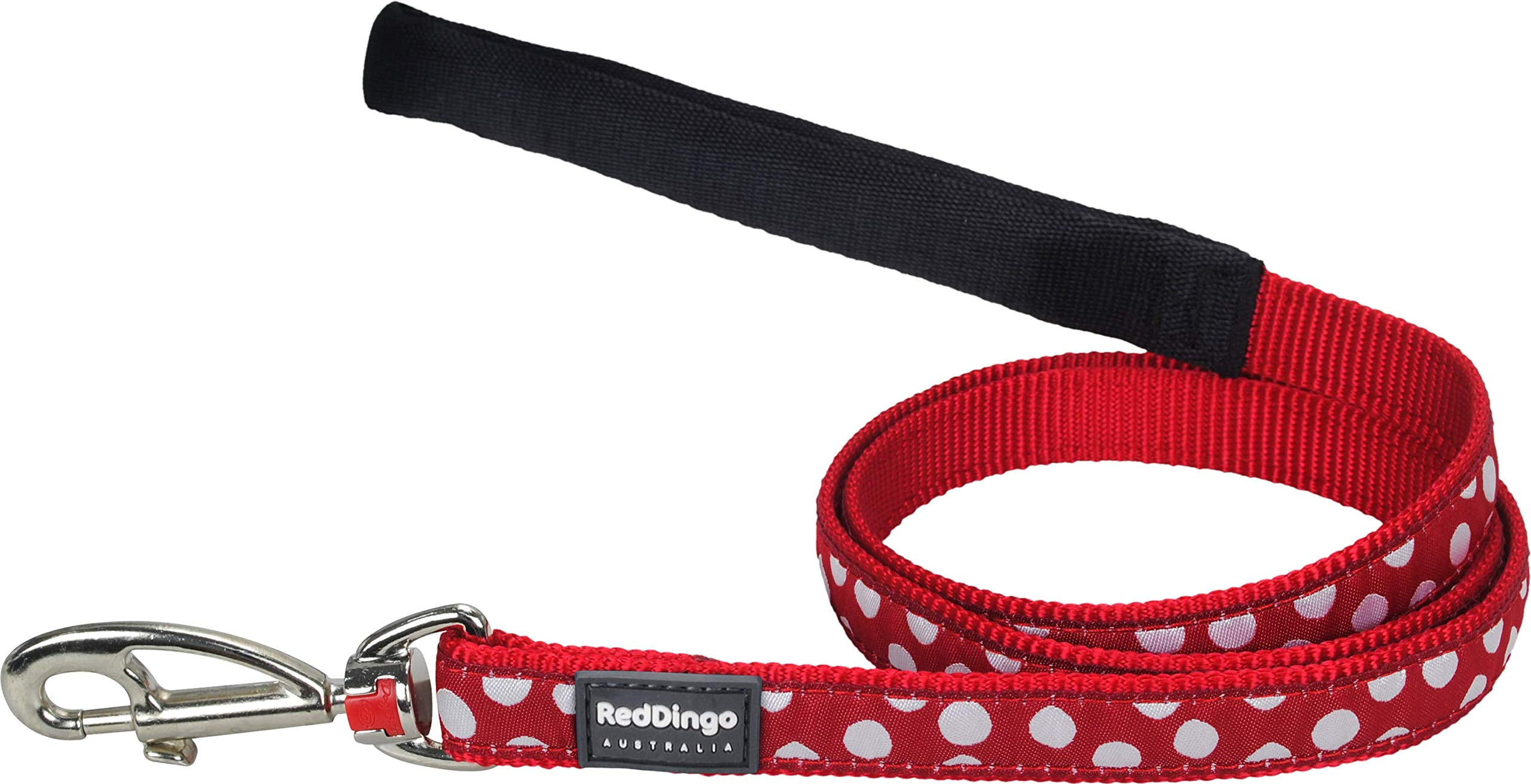 Red Dingo Padded Handle Dog Lead 1.2m Design, White Spots on Red ...