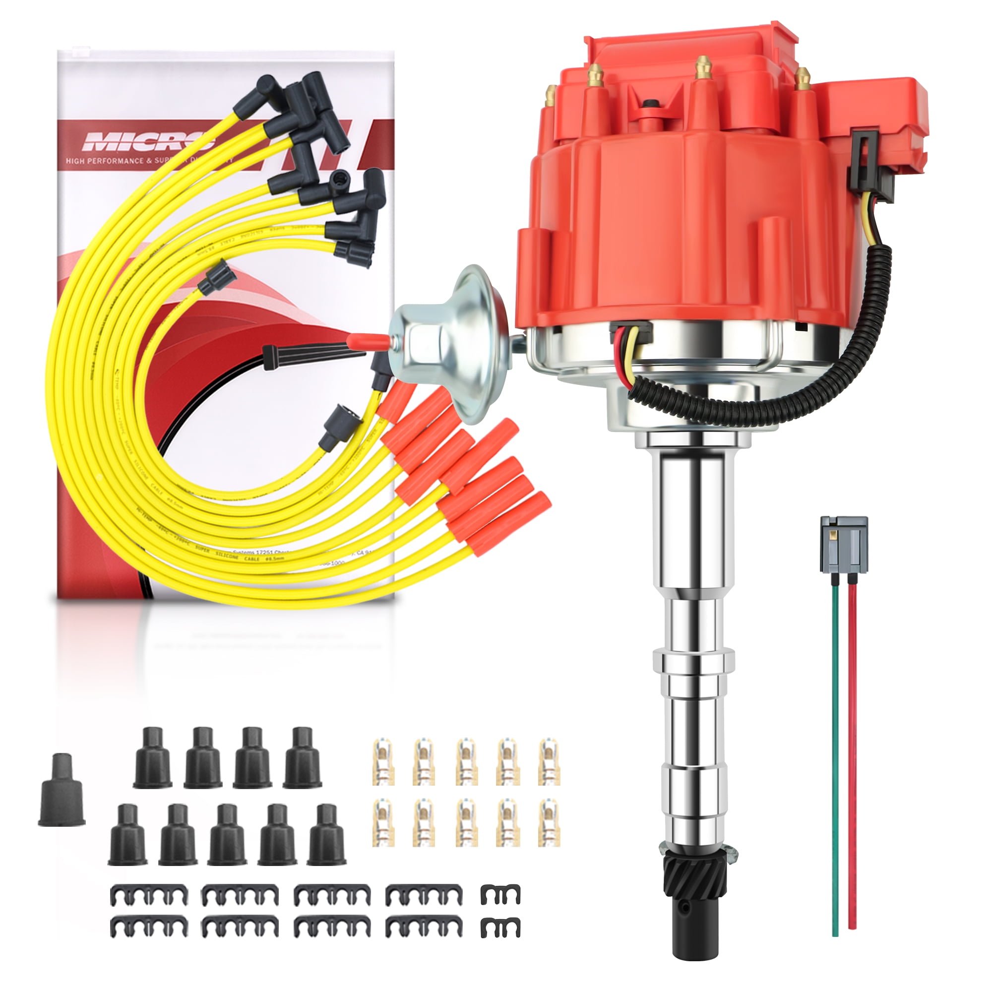 Red Distributor & 8mm Spark Plug Wires Replacement For Jeep AMC SBC/BBC ...