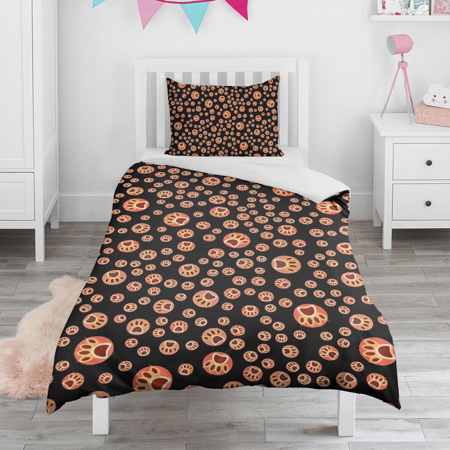 Red Dog Art Footprint Duvet Cover and Pillowcase Set for Single Bedding ...