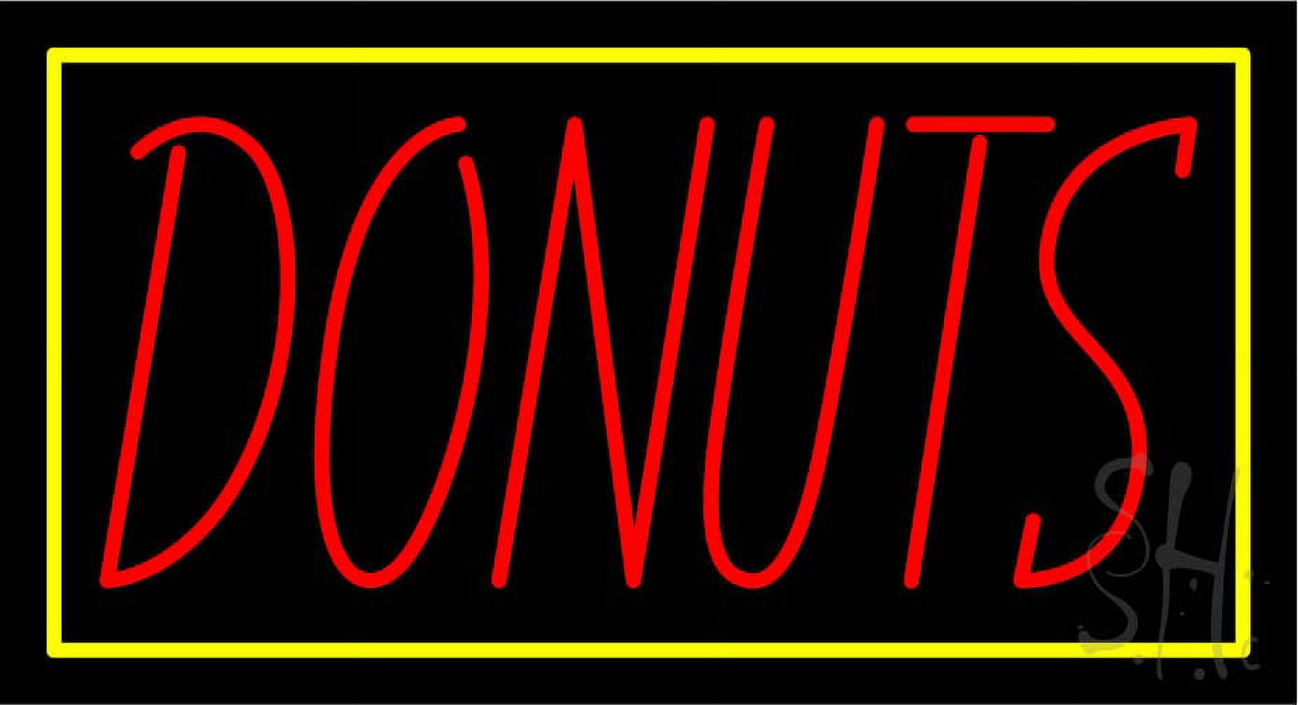 Red Donuts with Green Border LED Neon Sign 13 x 24 - inches, Clear Edge ...