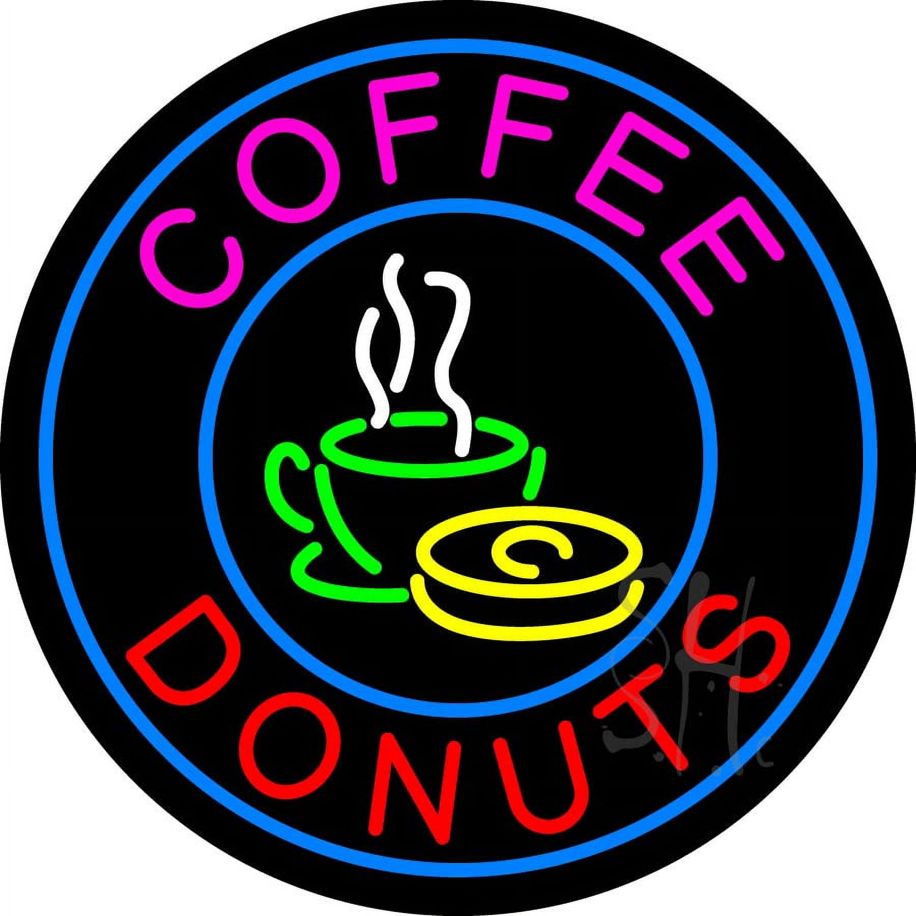 Red Donuts Open LED Neon Sign 18 x 18 - inches, Clear Edge Cut Acrylic ...