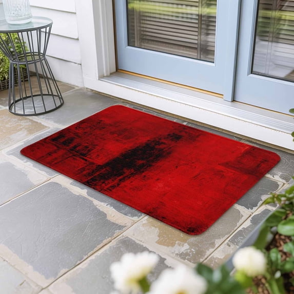 Red Door Mat Indoor Outdoor, Retro Oil Painting Modern Abstract Art ...