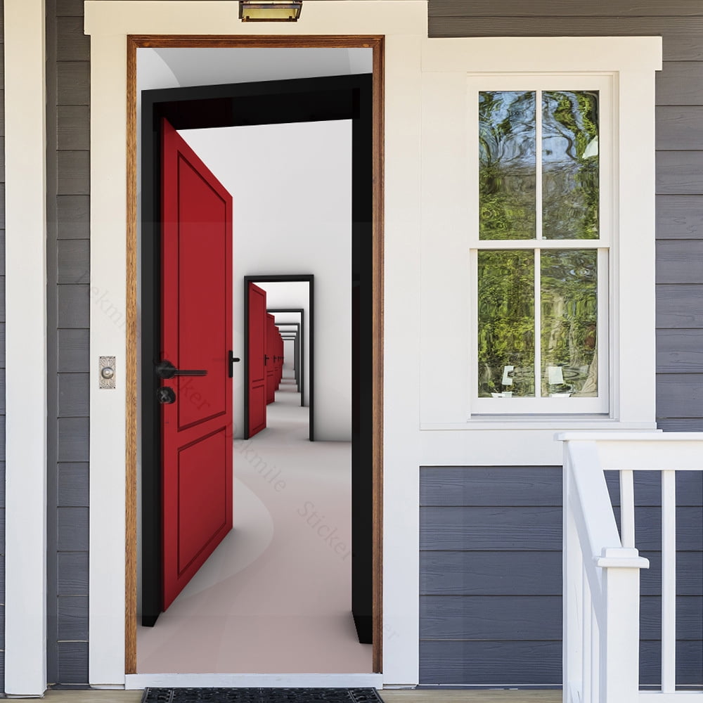 Red Door Stickers Decorative Sticker Self-adhesive Waterproof Phone ...