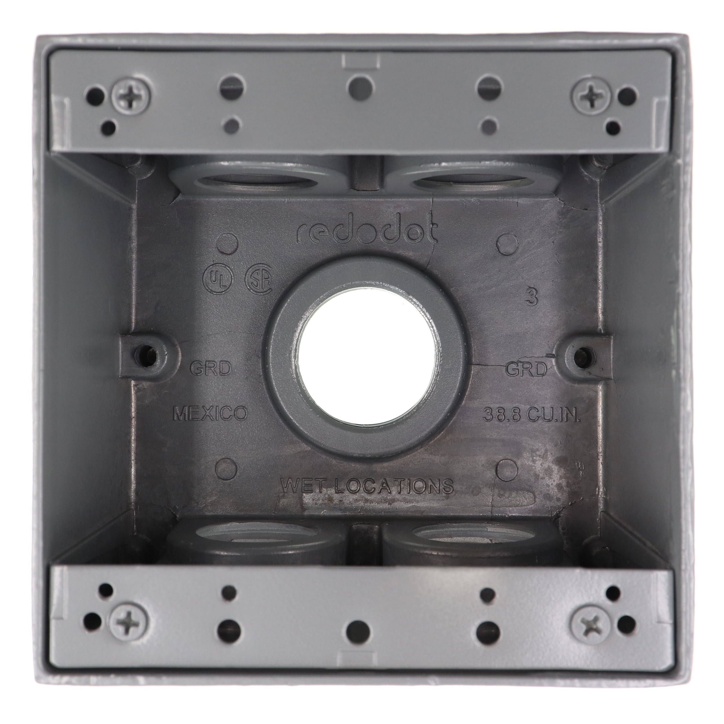 Red Dot 2IHD5-3 Aluminum Weatherproof Electrical Outlet Box, 2 Gang, (5 ...