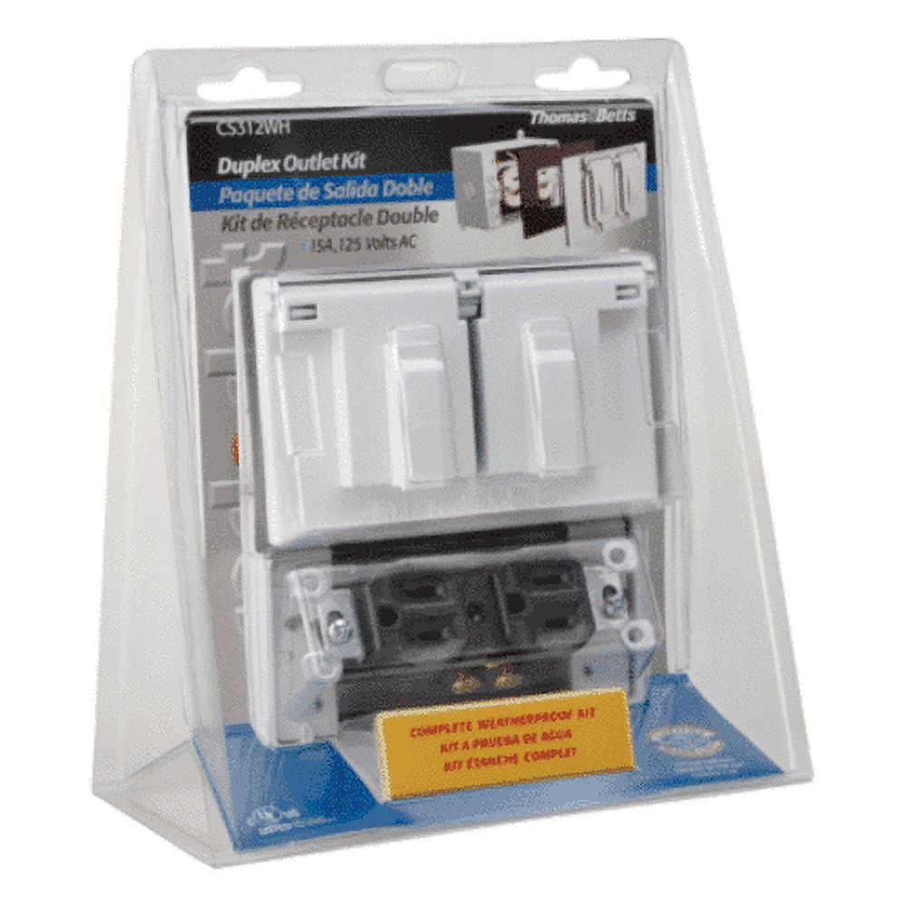Red Dot CS312WH Weatherproof Duplex Outlet Kit, 1 Gang, White, 15 Amp ...