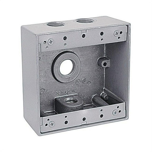 Red Dot 2IH3-1 Aluminum Weatherproof Electrical Outlet Box, 2 Gang, (3 ...