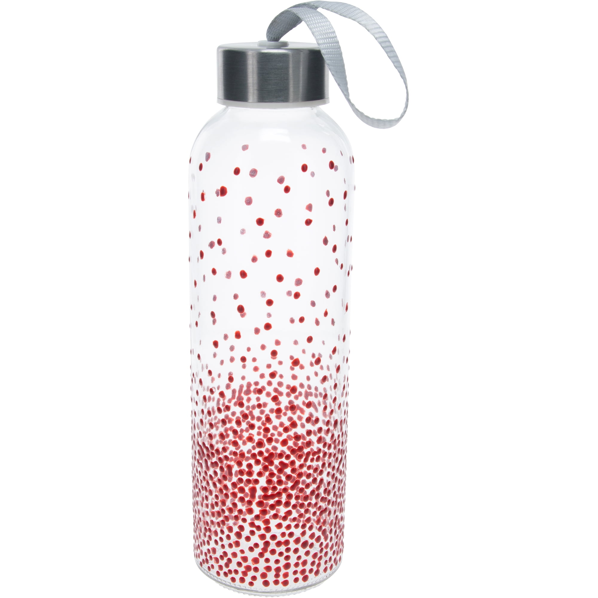 Red Dots - 16.5 oz Hand Decorated Glass Water Bottle - Walmart.com