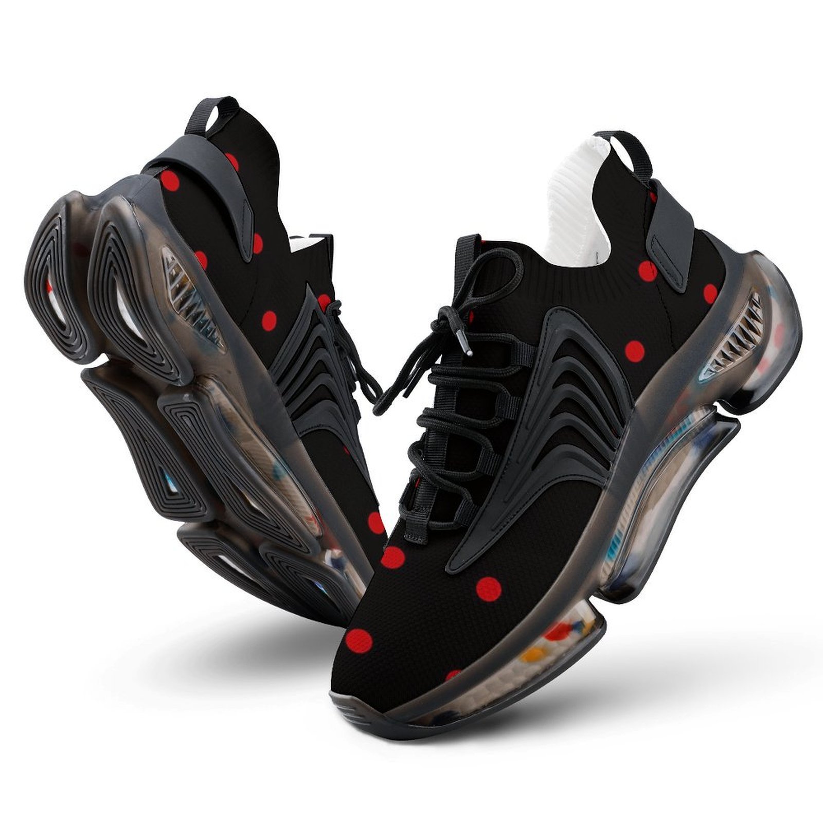 Red Dots on Black Walking Shoes for Men Woman Lightweight Tennis ...