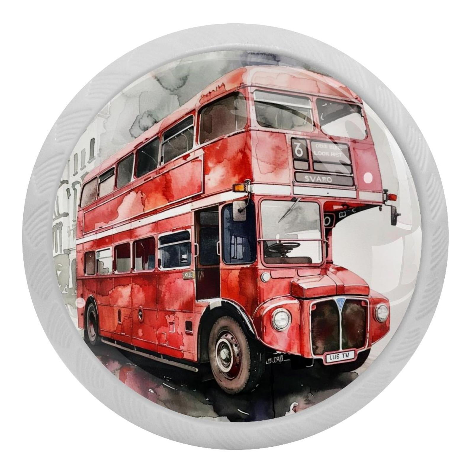 Red Double Decker London Bus Crystal Glass Drawer Knob Pull Ergonomic ...
