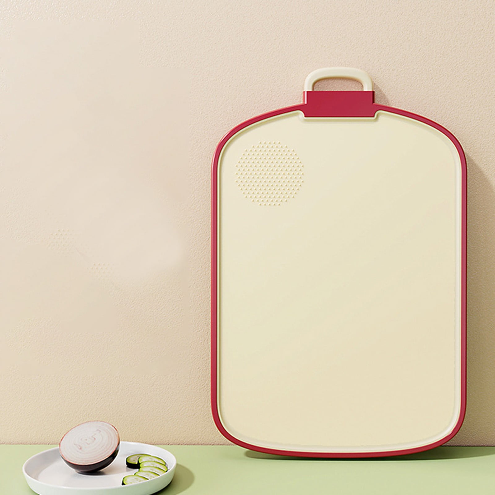 Red Double Sided Cutting Board - Thick Plastic Chopping Block for Meat ...