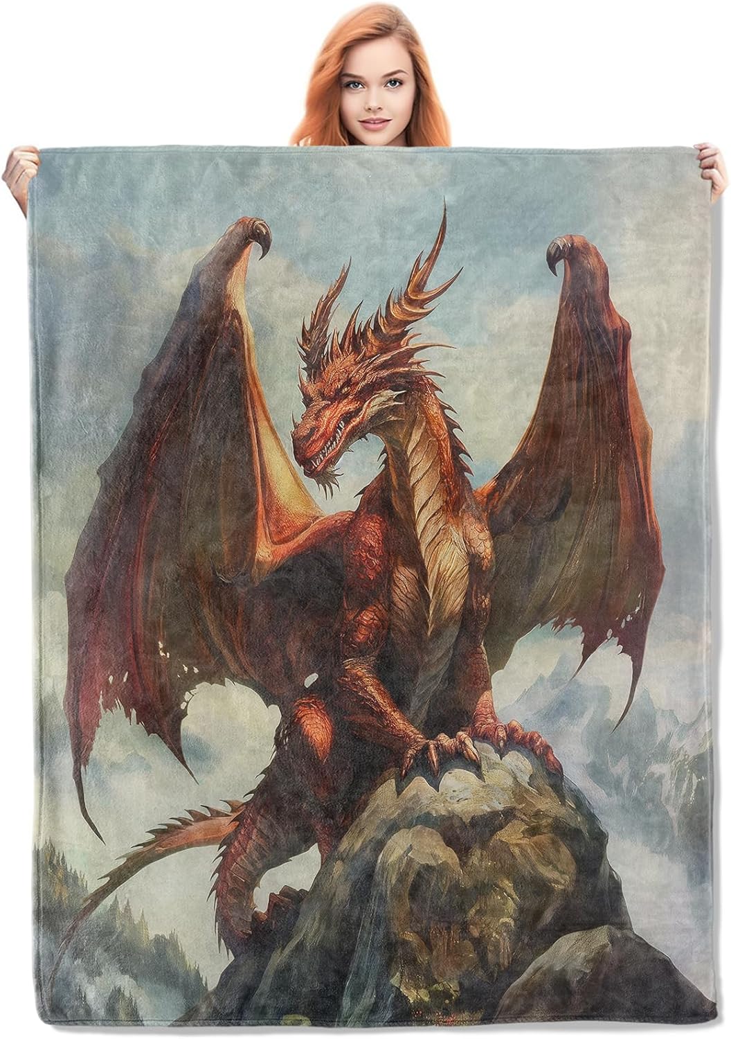 Red Dragon Blanket,Anime Flannel Throw Blankets,Soft Warm Lightweight ...
