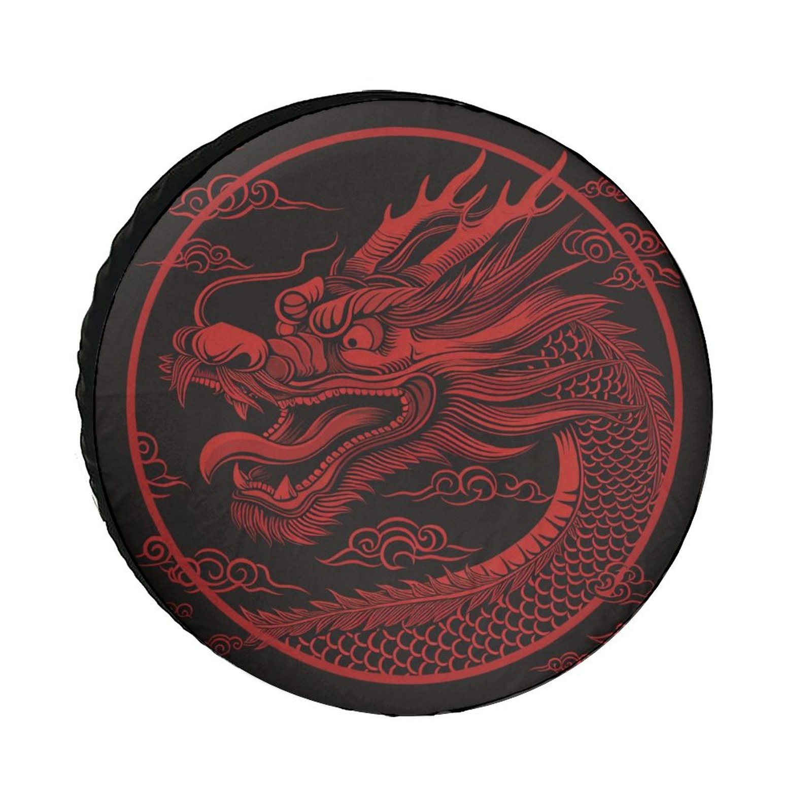 Red Dragon Circle Art Spare Tire Cover 14-16inch Universal Wheel Tire ...